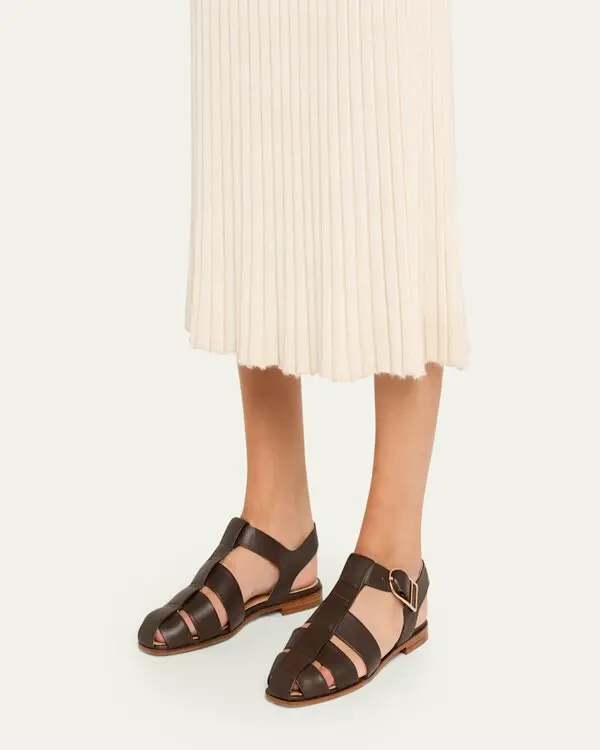 Gabriela Hearst Lynn Leather Fisherman Sandals - Black