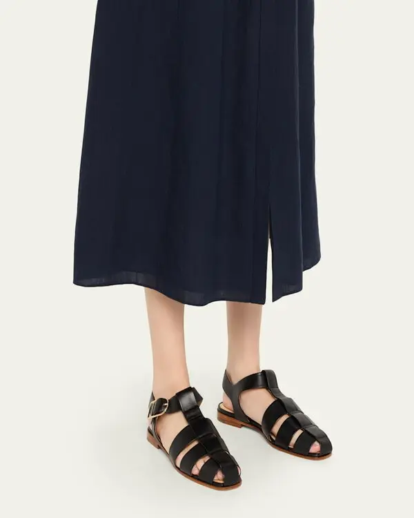 Gabriela Hearst Lynn Leather Fisherman Sandals - Black