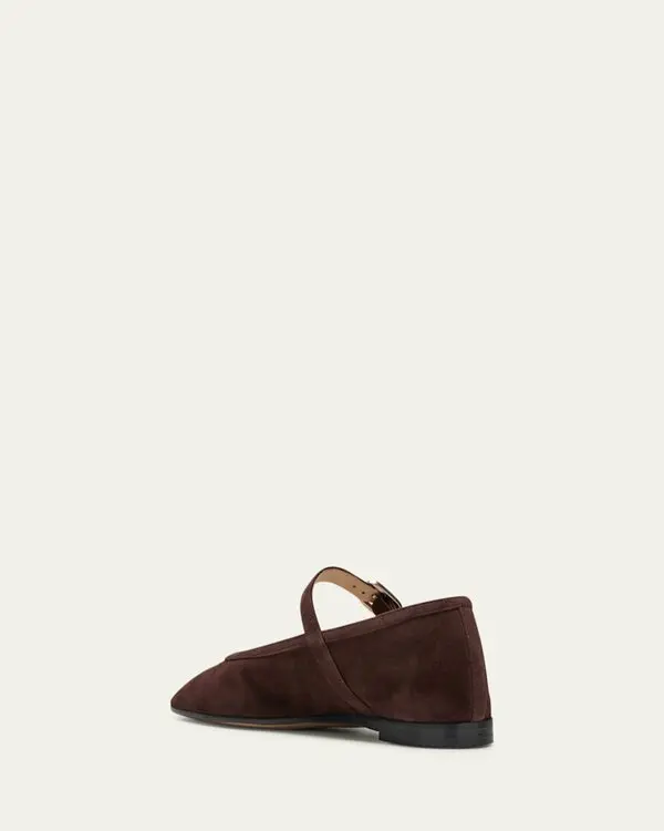 Le Monde Beryl Suede Mary Jane Ballerina Flats - Chocolate