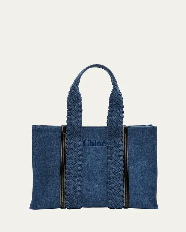 Chloe Medium Woody デニムトートバッグ Chloé Woody Tote Bag - Denim | Editorialist