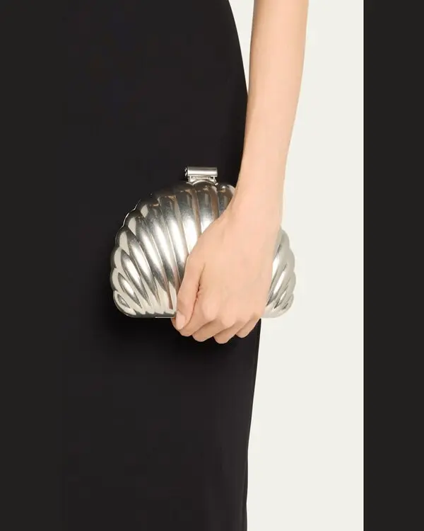 Simkhai Monet Shell Clutch Bag - Silver