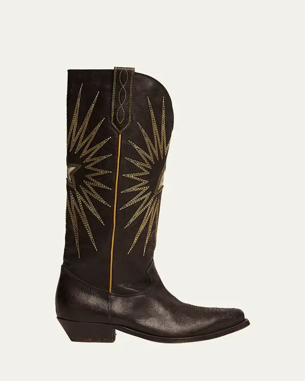 GOLDEN GOOSE Wish Star Embroidered Western Boots