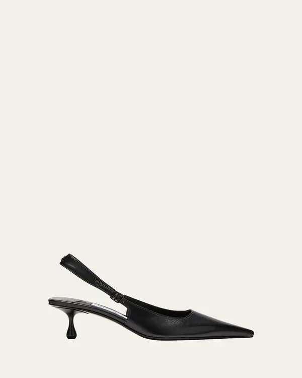 JIMMY CHOO Amel Leather Slingback Pumps - Black