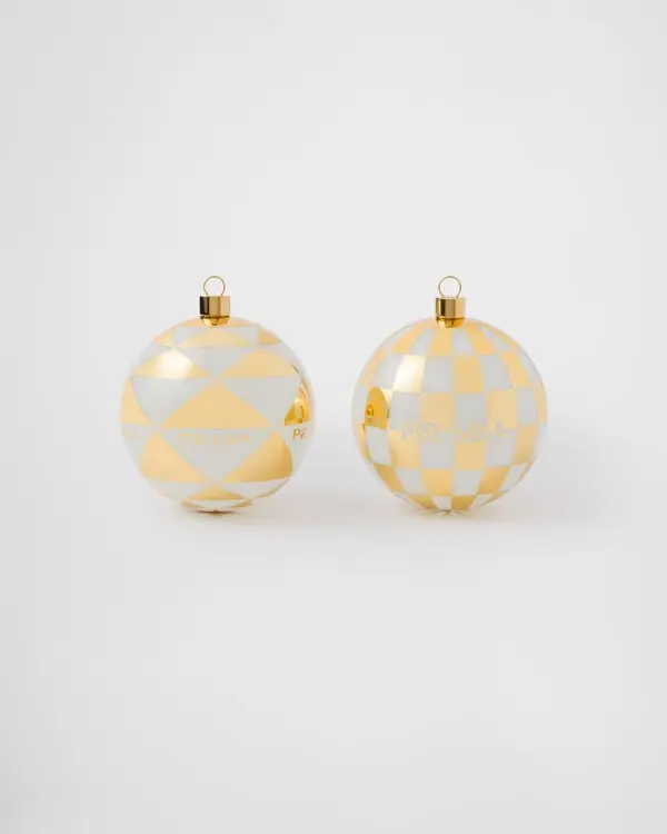 Prada Glass Christmas Ornament Set - White/platinum
