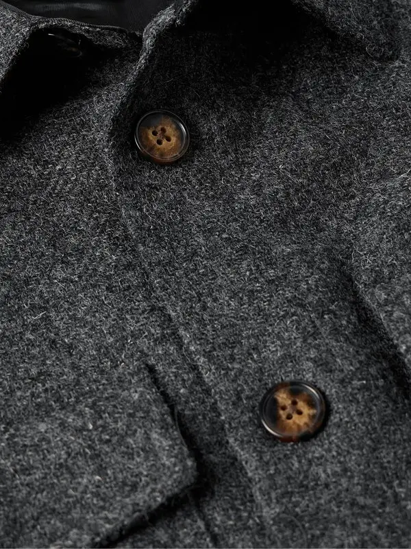 Portuguese Flannel Mélange Wool-tweed Overshirt - Gray