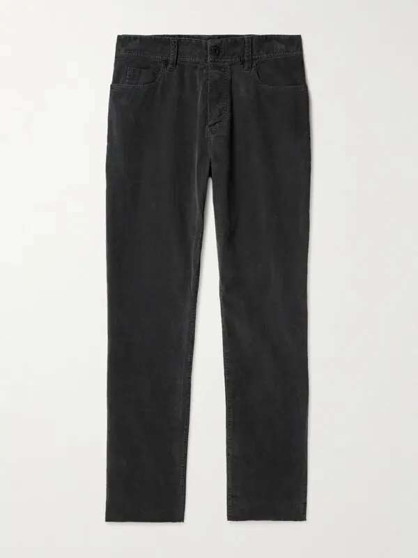 JAMES PERSE Slim-fit Straight-leg Cotton-blend Corduroy Trousers - Gray