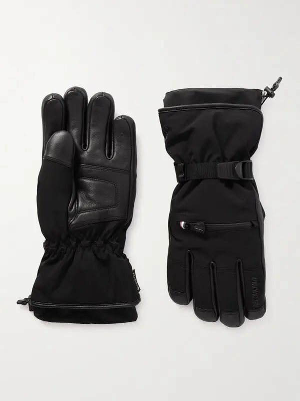 Moncler Leather-trimmed Ski Gloves - Black