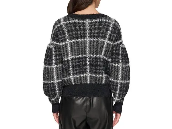 Dkny Long Sleeve Box Plaid Sweater