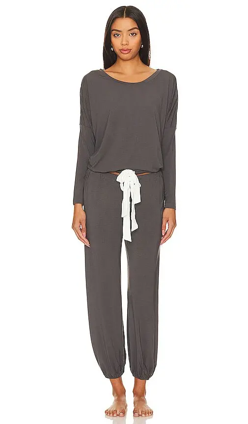 Eberjey Gisele Slouchy Set In Grey - Graphite & Ivory