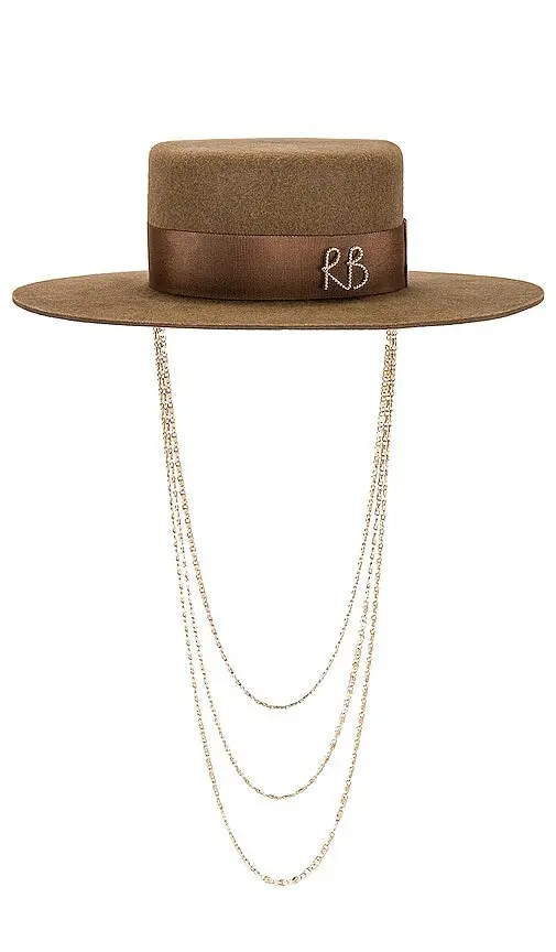 Ruslan Baginskiy Monogram Embellished Canotier Hat - Beige