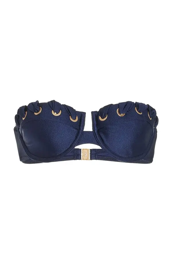 Zimmermann Alight Eyelette Balconette Bikini Top - Navy