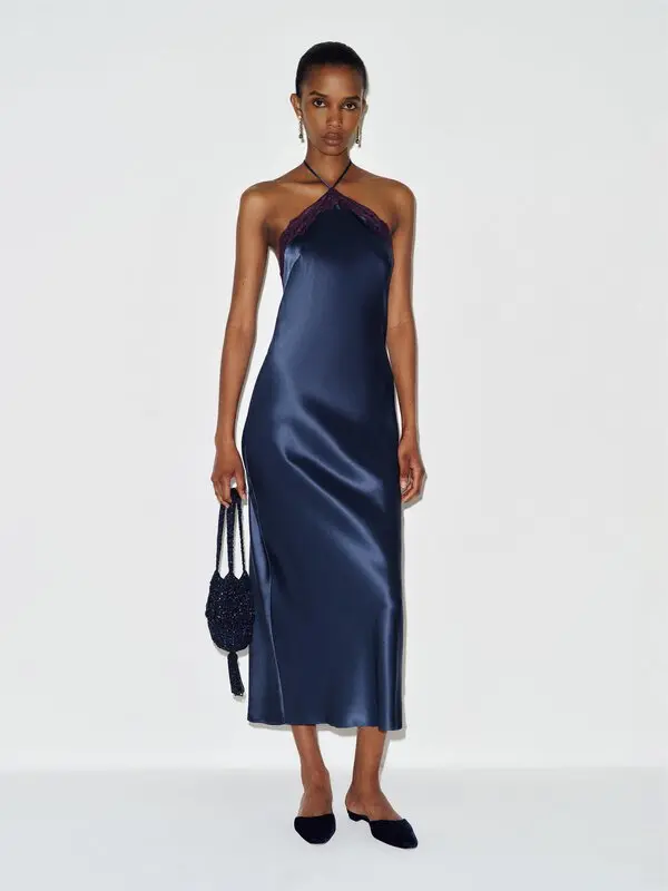 REFORMATION Aara Silk Dress - Blue