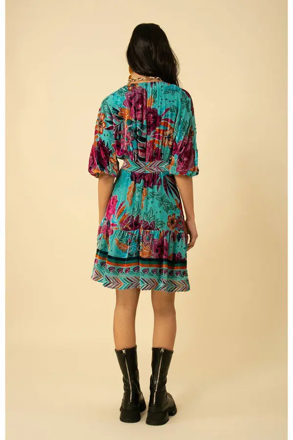 Hale Bob Ruby Velvet Burnout Dress - Floral / Multicolor