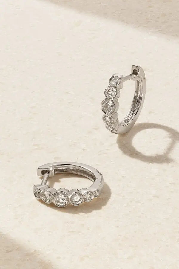 ANITA KO Beverly 18-karat White Diamond Huggie Earrings