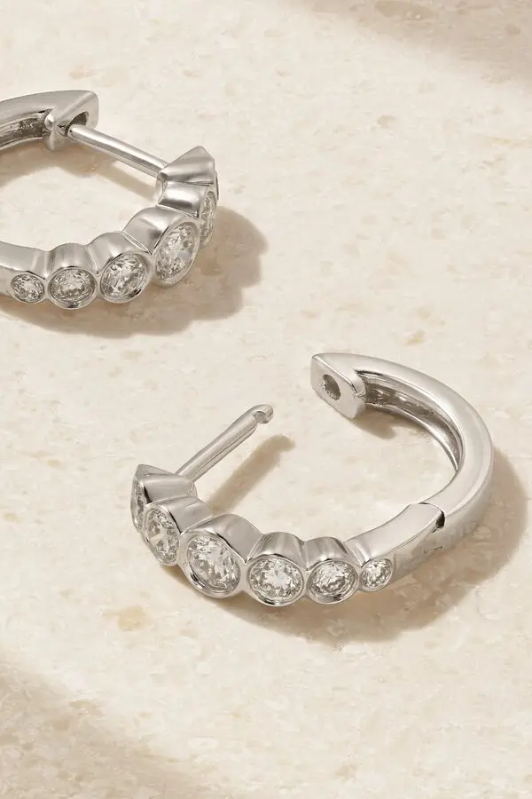 ANITA KO Beverly 18-karat White Diamond Huggie Earrings