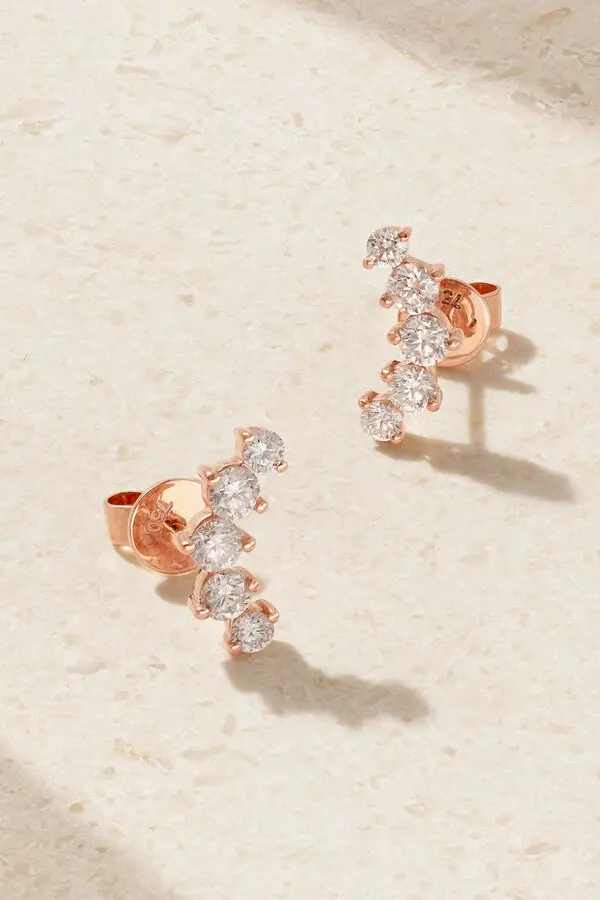ANITA KO Arc 18-karat Rose Diamond Earrings - Gold