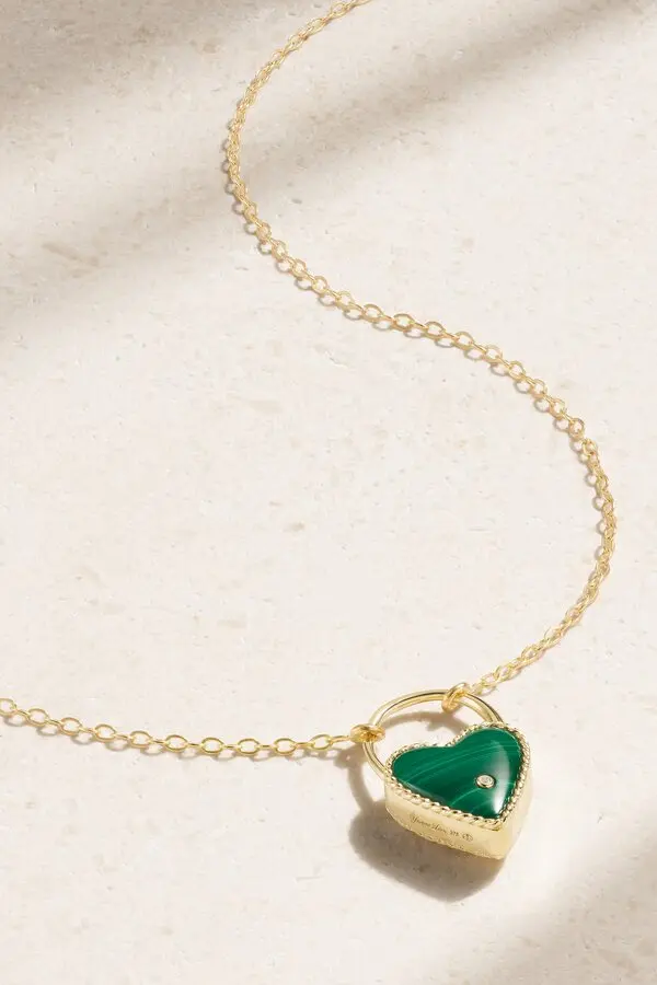 Yvonne Léon 18-karat Malachite And Diamond Heart Necklace - Gold