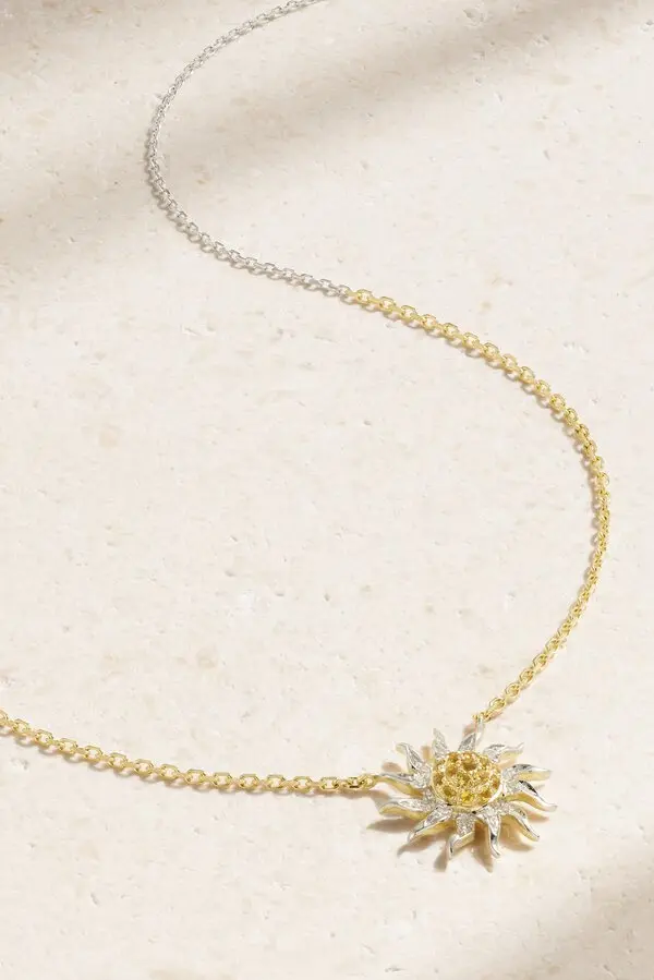 Yvonne Léon Soleil Citrine And Diamond Necklace - Gold