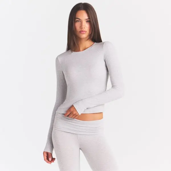 SKIMS Long Sleeve T-shirt - Light Heather Grey