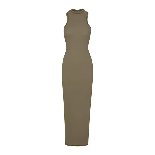 Skims Cotton Rib Sleeveless Long Dress - Army Multi | Editorialist