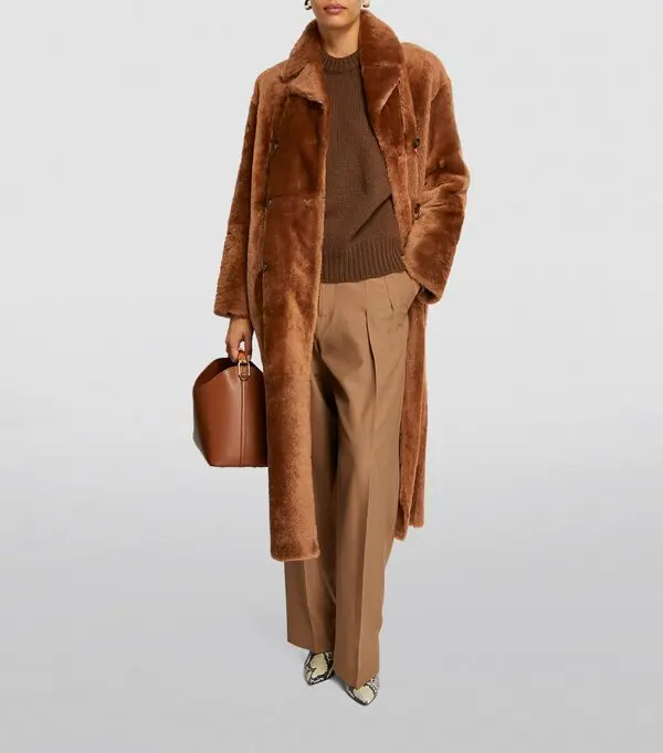 YVES SALOMON Shearling Double-breasted Coat