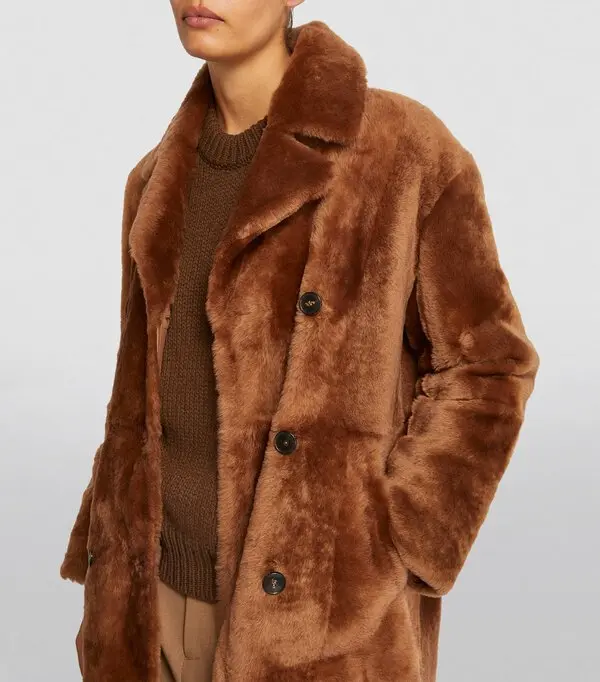 YVES SALOMON Shearling Double-breasted Coat