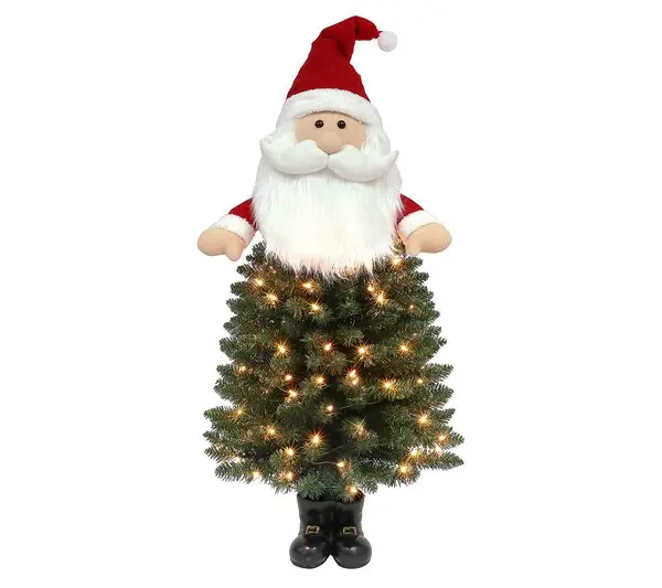 PULEO INTERNATIONAL Puleo 4 Ft Pre-lit Santa Tree 100 Clear Lights - One-color
