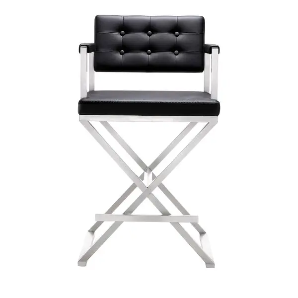 TOV FURNITURE Director Performance Vegan Leather And Stainless Steel Counter Stool