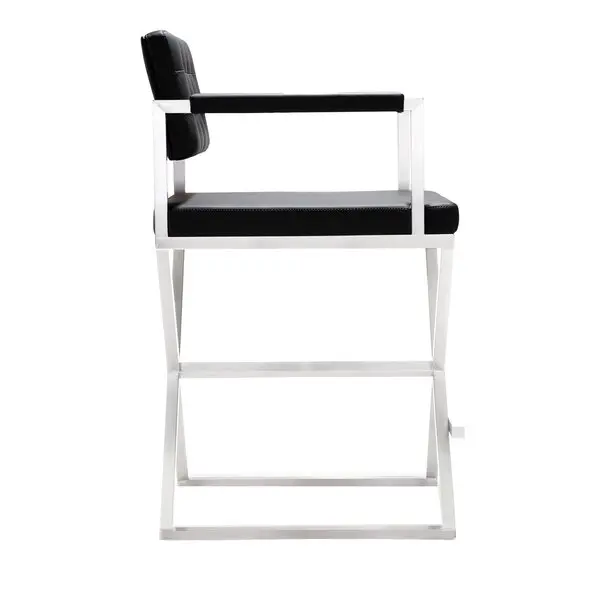 TOV FURNITURE Director Performance Vegan Leather And Stainless Steel Counter Stool