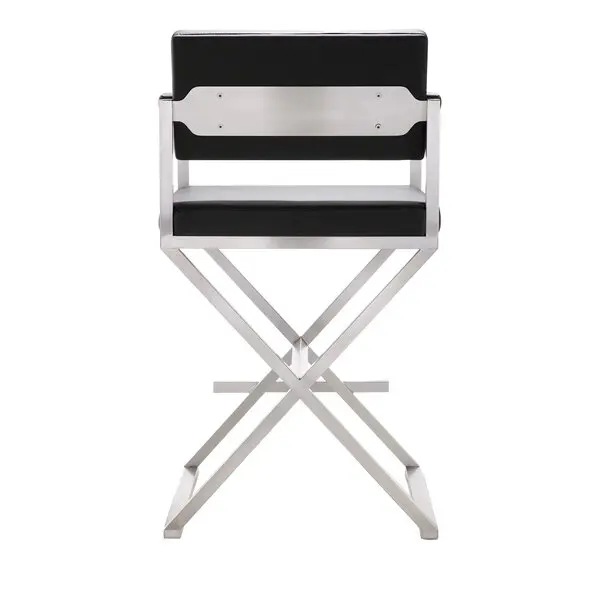 TOV FURNITURE Director Performance Vegan Leather And Stainless Steel Counter Stool