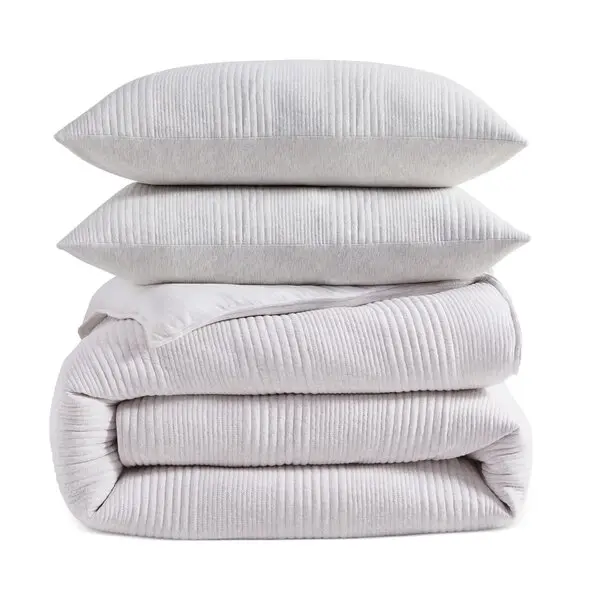 Dkny Pure Ribbed Jersey Duvet Set, King - Heathered Gray