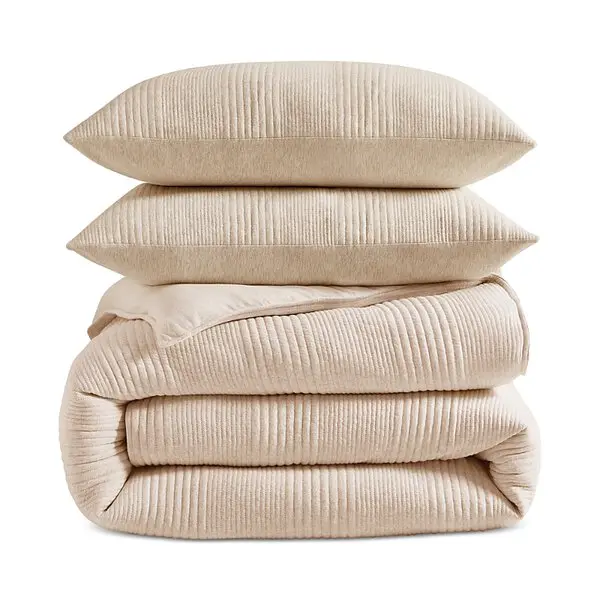 Dkny Pure Ribbed Jersey Comforter Set, Full/queen - Oatmeal