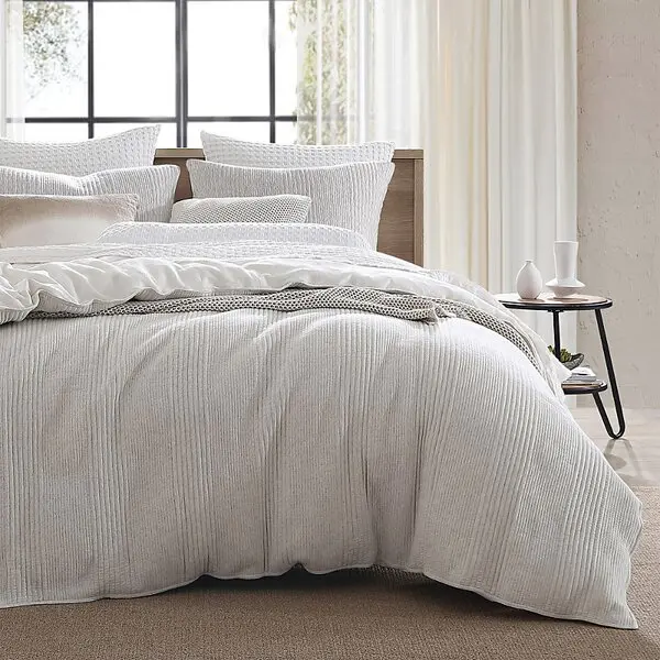 Dkny Pure Ribbed Jersey Duvet Set, Full/queen - Heathered Gray