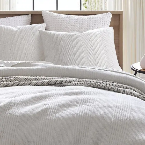 Dkny Pure Ribbed Jersey Duvet Set, Full/queen - Heathered Gray