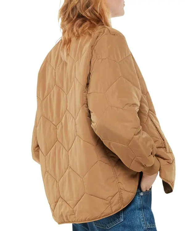 Whistles Ida Short Quilted Coat - Camel