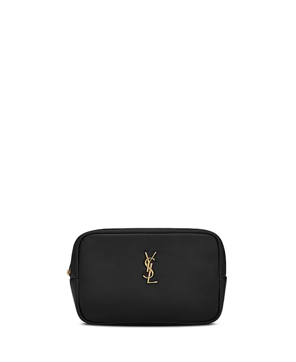 Saint Laurent Cassandre Cosmetic Pouch - Black Lambskin/gold