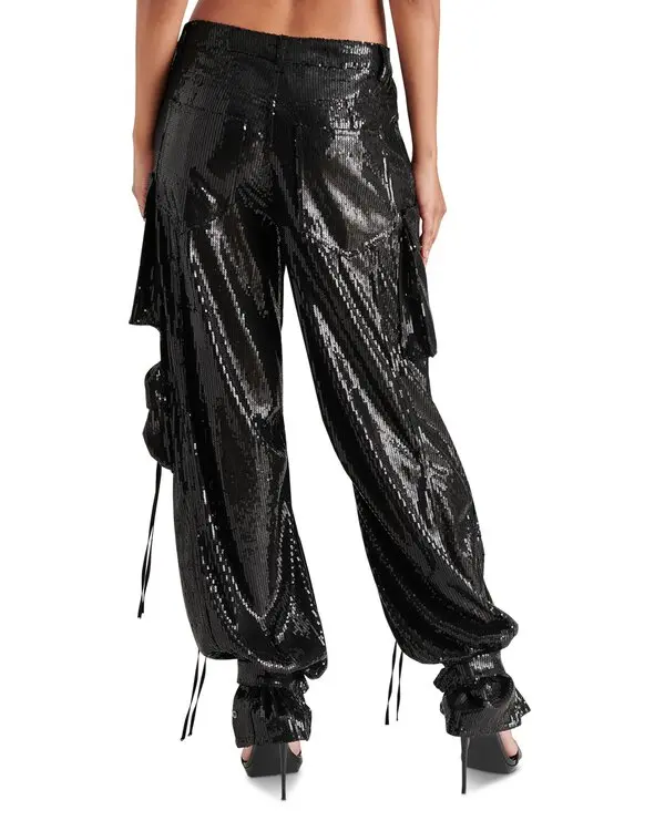 Steve Madden Duo Sequin Cargo Pants - Black