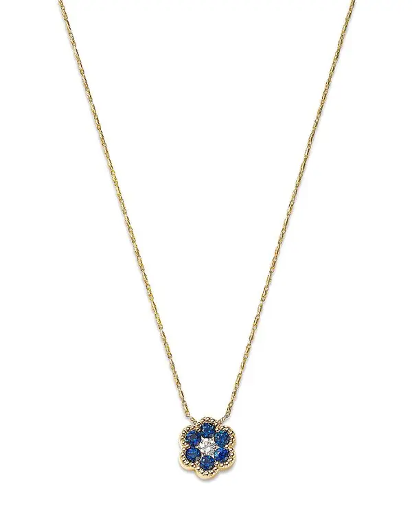Bloomingdale'S Sapphire And Diamond Pendant Necklace - Blue/gold