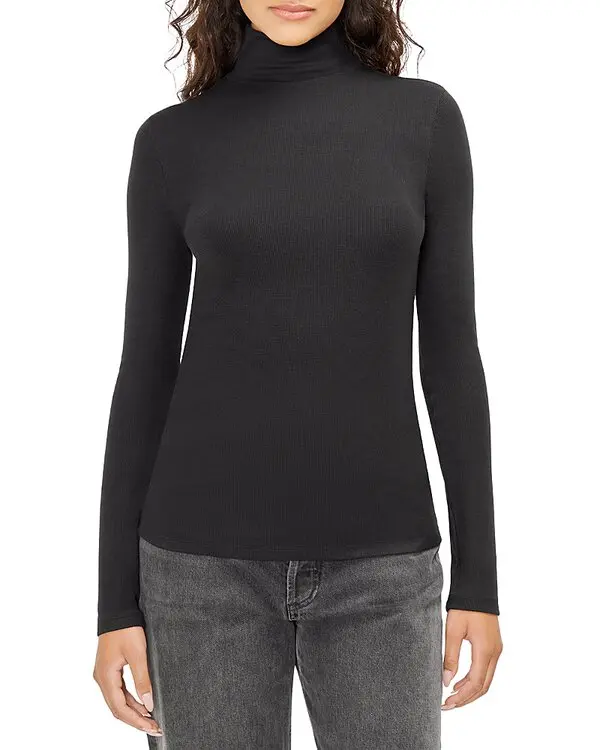 Three Dots Mock Neck Top - Black