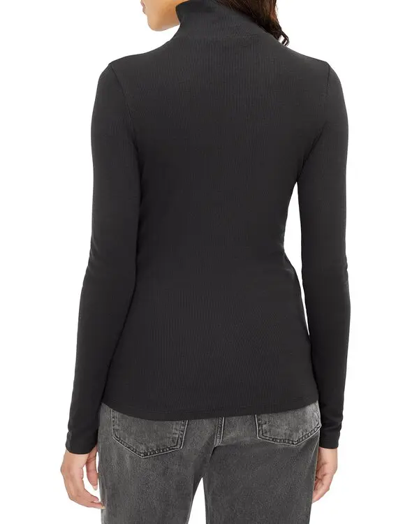 Three Dots Mock Neck Top - Black