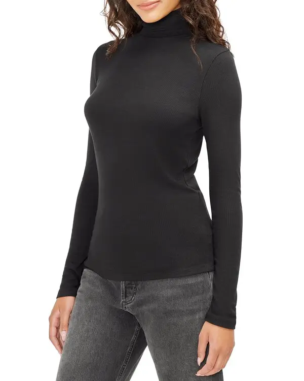 Three Dots Mock Neck Top - Black