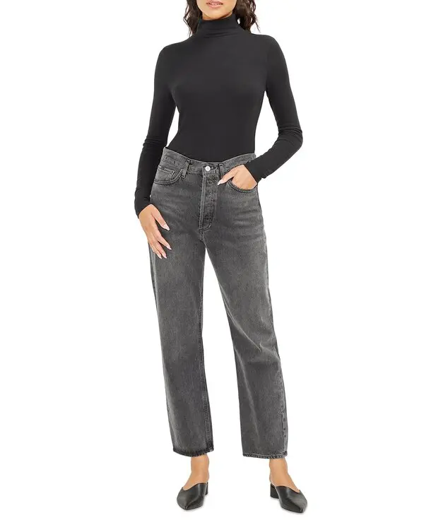 Three Dots Mock Neck Top - Black