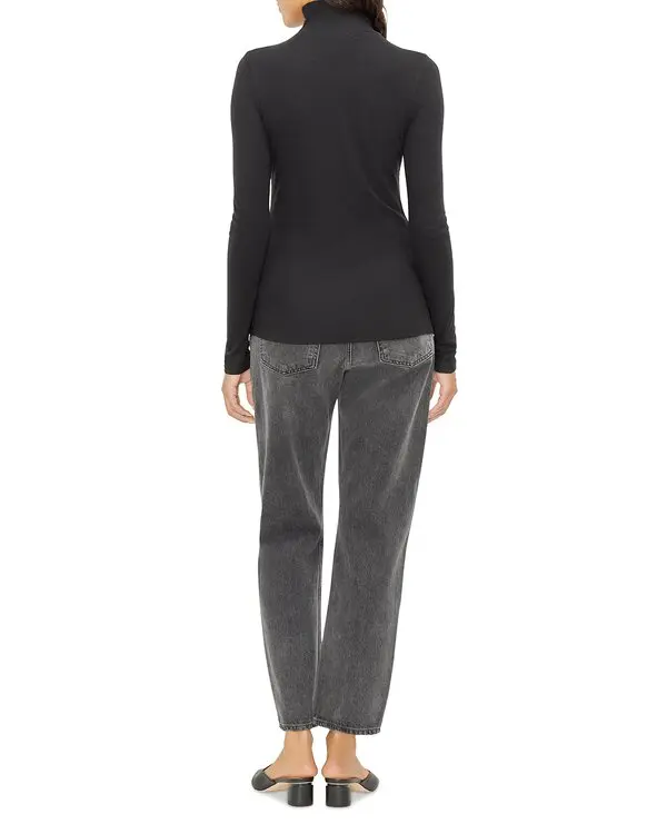 Three Dots Mock Neck Top - Black