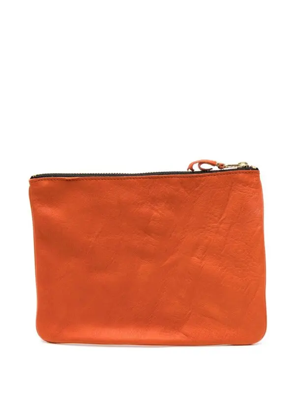 Comme Des Garçons Washed Zip-up Leather Pouch - Orange