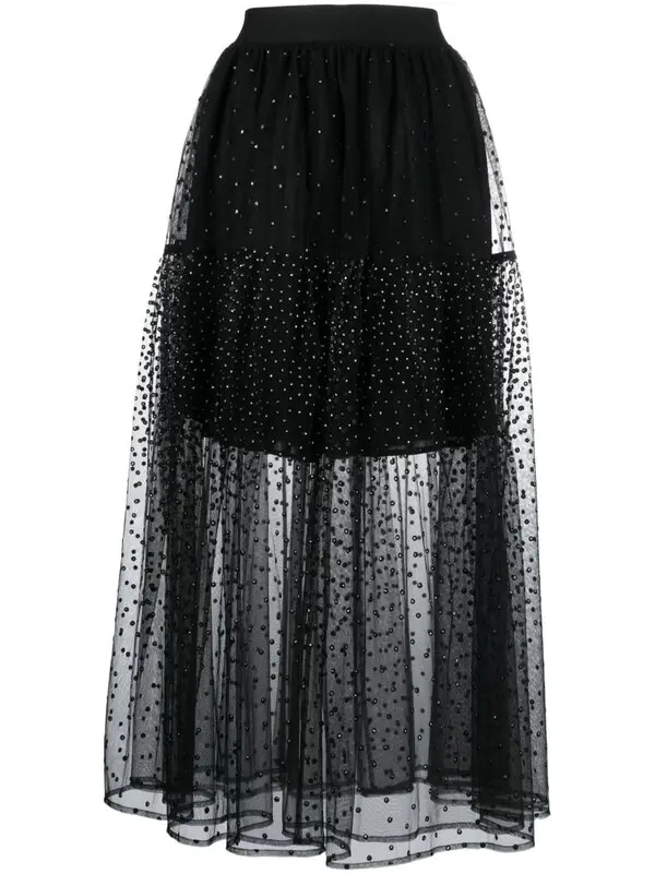 Maje Sequin-embellished Tulle Skirt - Black