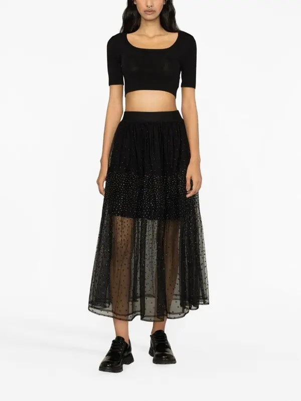 Maje Sequin-embellished Tulle Skirt