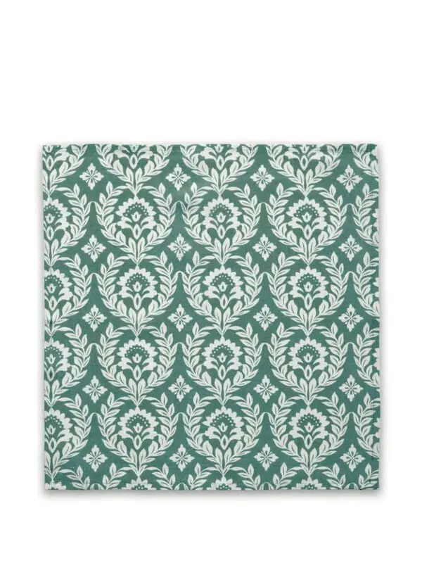 La DoubleJ Floral-print Linen Napkins - Green