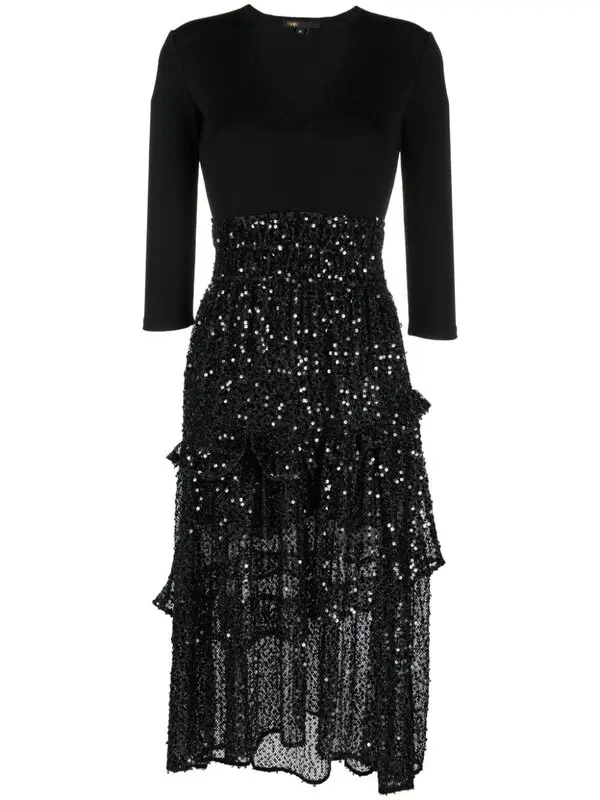 Maje Sequin-embellished Mesh Dress - Black