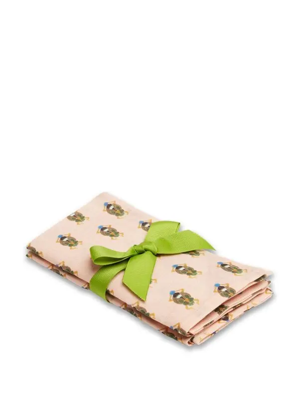La DoubleJ Scarab-print Linen Napkins