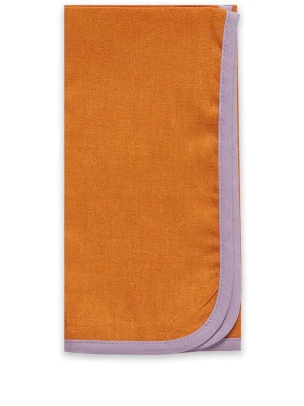 La DoubleJ Contrast-trim Linen Napkins - Orange